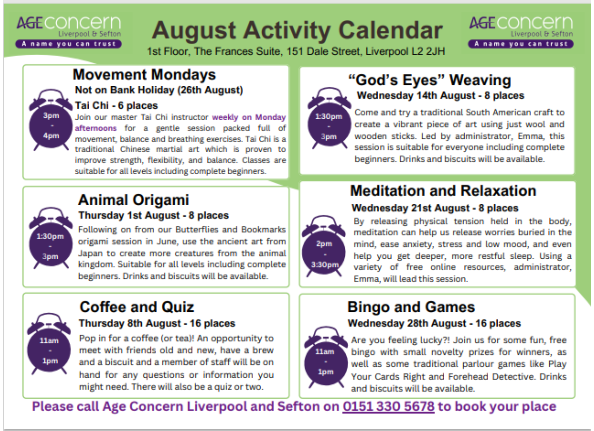 Activity Programme – Age Concern Liverpool & Sefton